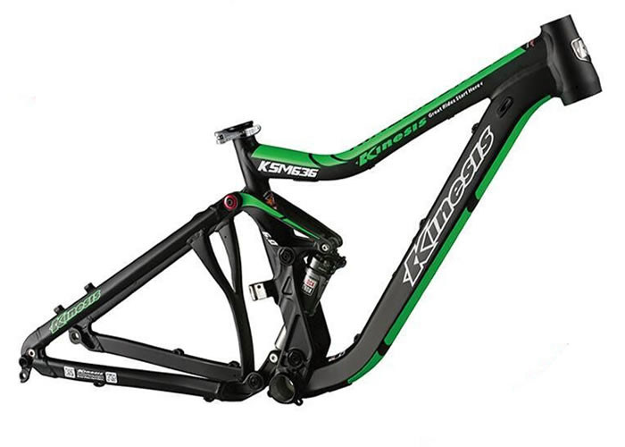 Aluminum Alloy All Mountain Bike Frame Black / Green Color Lightweight ...